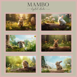 Bunny Rabbit Forest Scenes Digital Backdrop Set, Photoshop Background ...