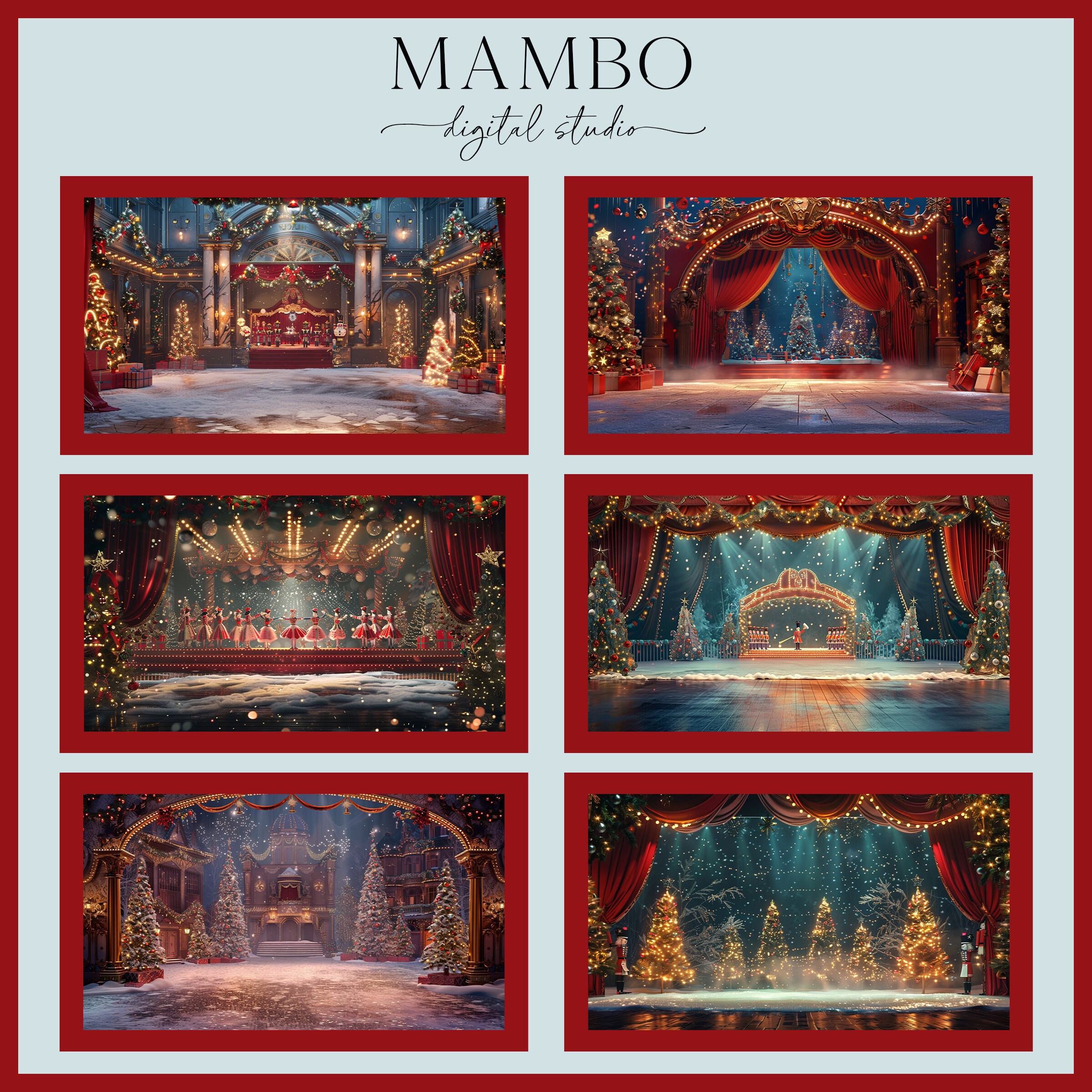 Nutcracker Party Scenes Dance Digital Backdrop Set, Photoshop ...