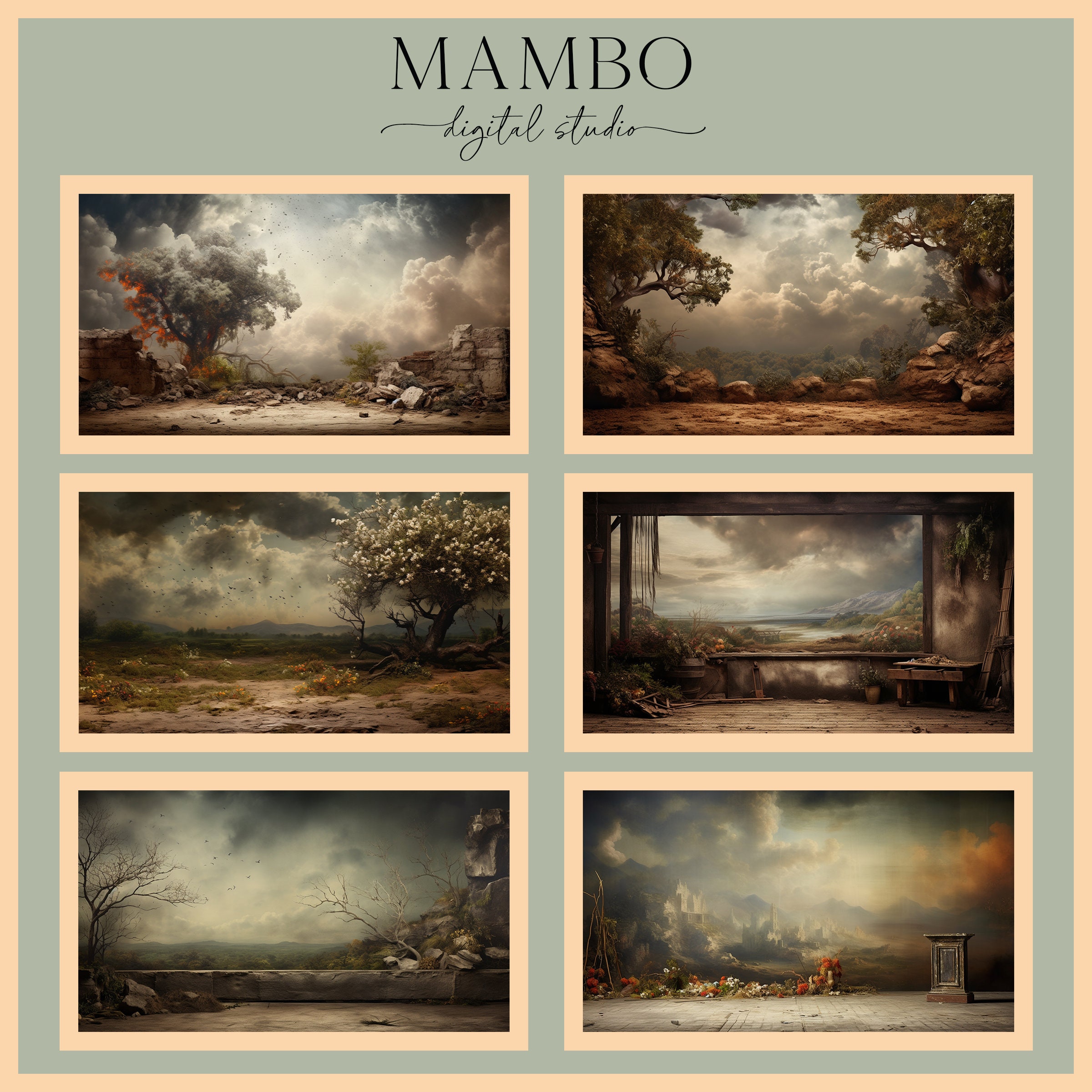 Fine Art Landscapes Digital Backdrop Set, Photoshop Background, Digital ...