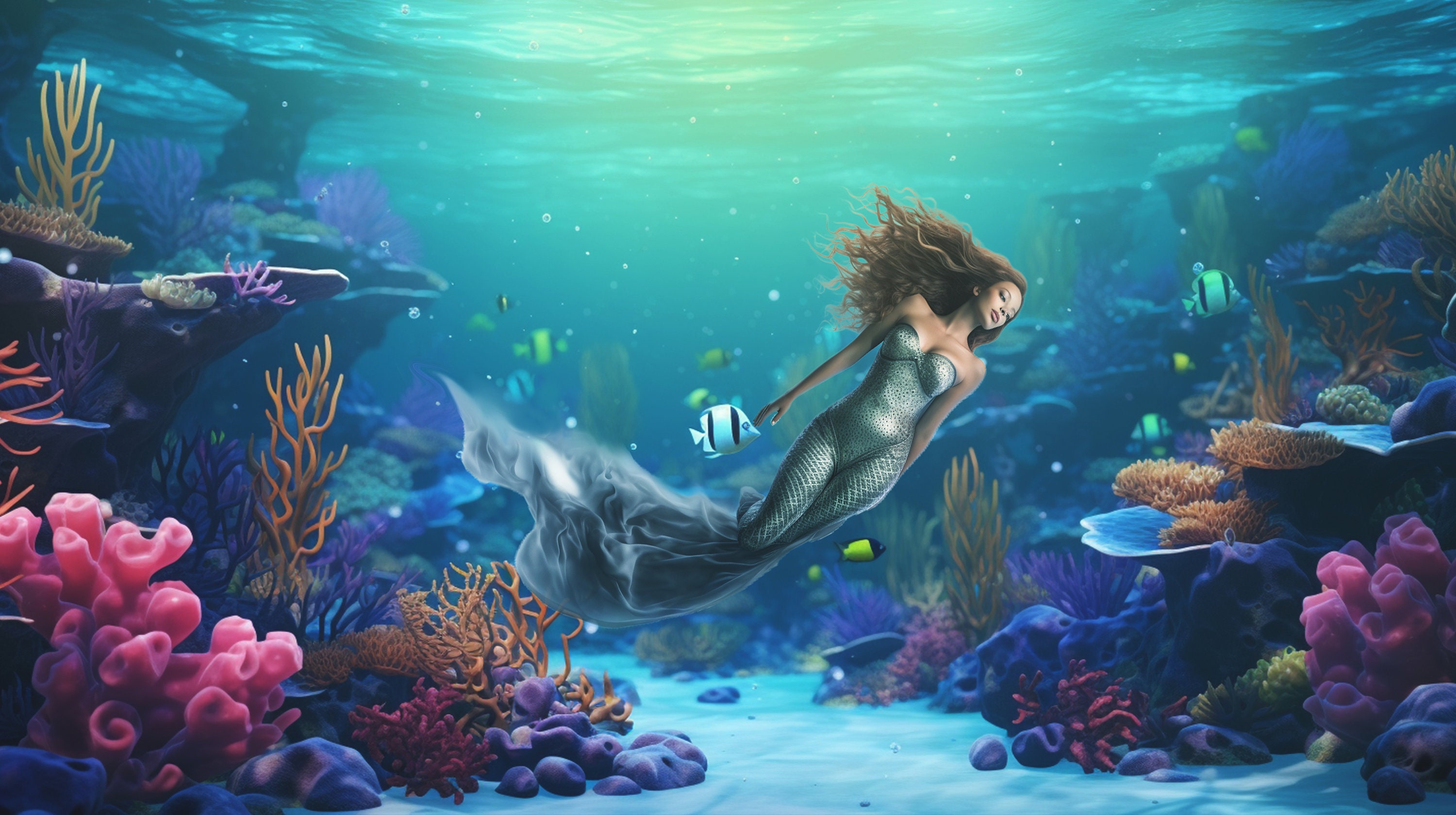 Ocean Floor Underwater Digital Backdrop Set, Photoshop Background ...