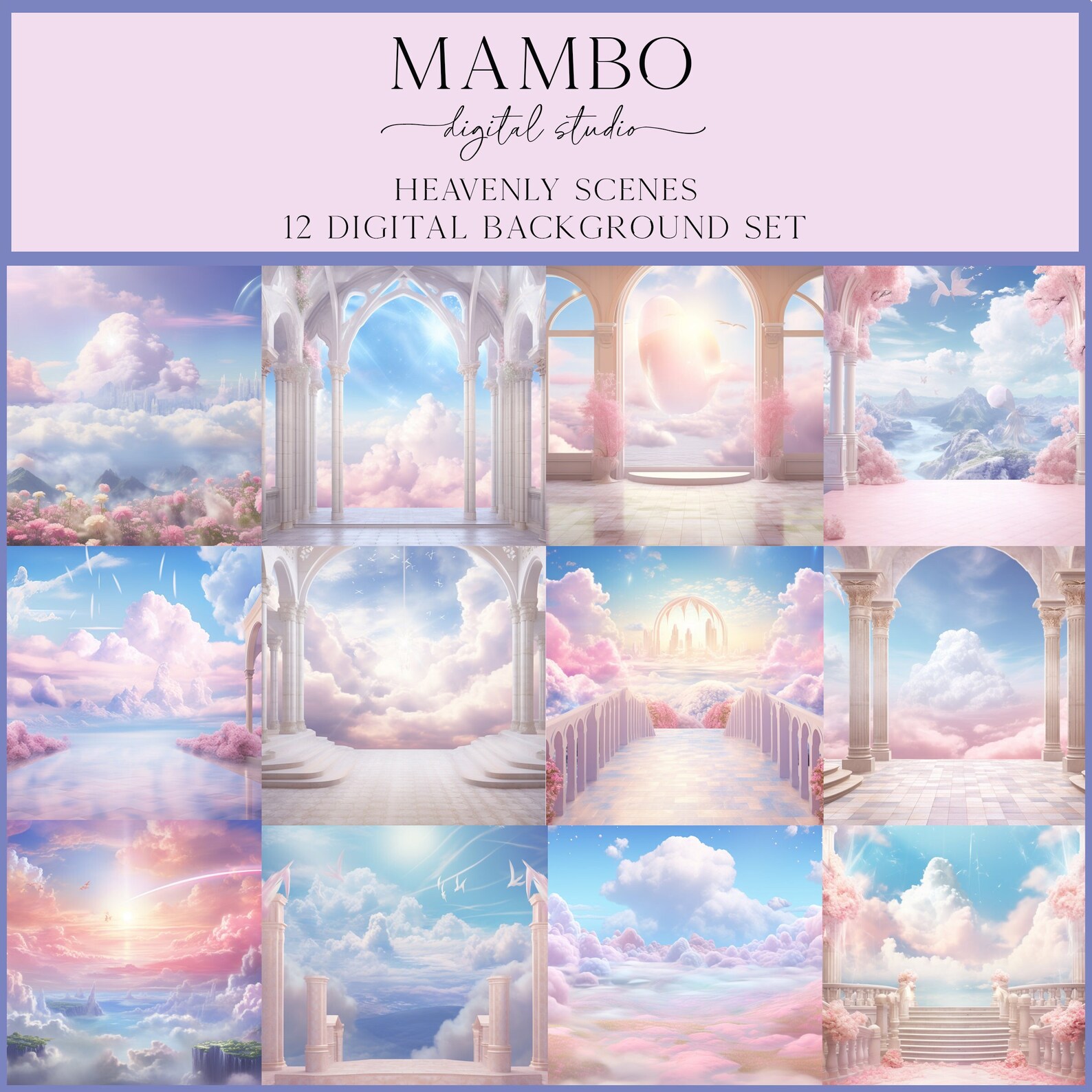 Heavenly Scenes Digital Backdrop Set, Photoshop Digital Background ...