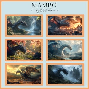 Fantasy Dragon Scenes Digital Backdrop Set, Photoshop Background ...