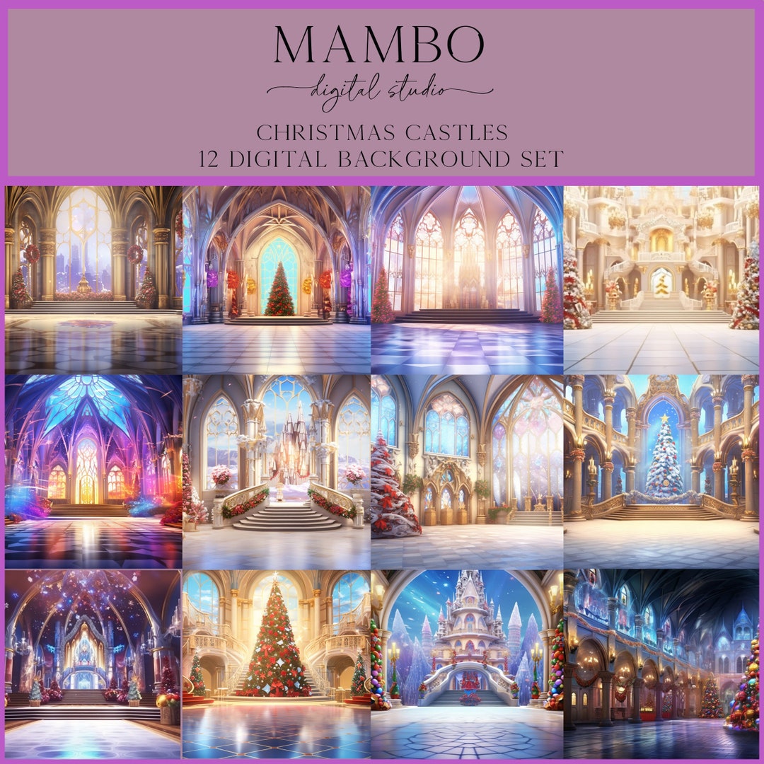 Christmas Castles Digital Backdrop Set, Photoshop Background, Digital ...