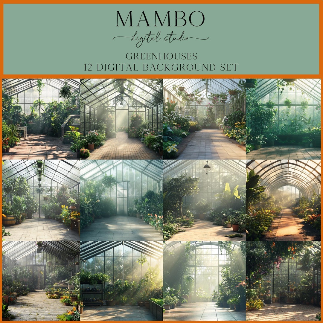 Greenhouses Digital Backdrop Set, Photoshop Background, Digital ...