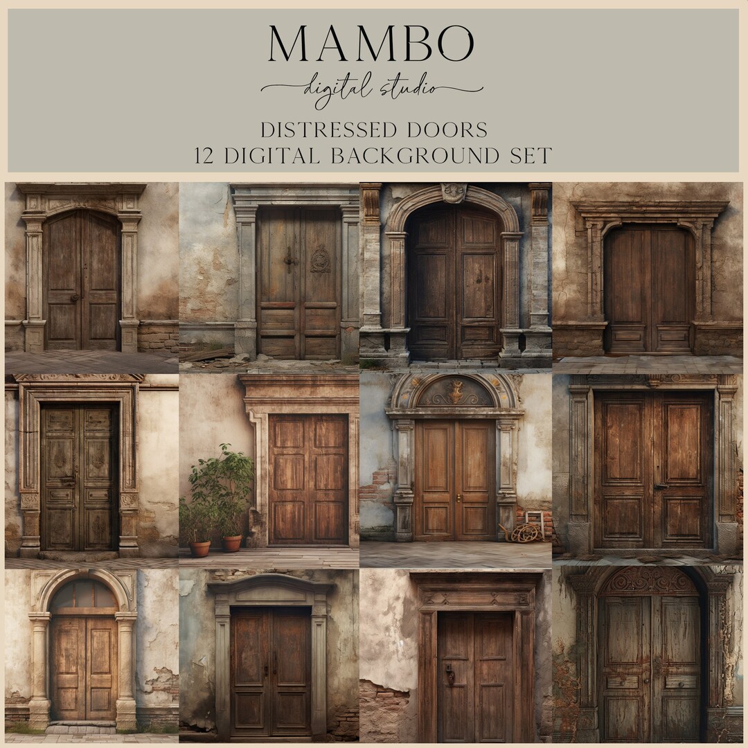 Distressed Doors Digital Backdrop Set, Photoshop Background, Digital ...