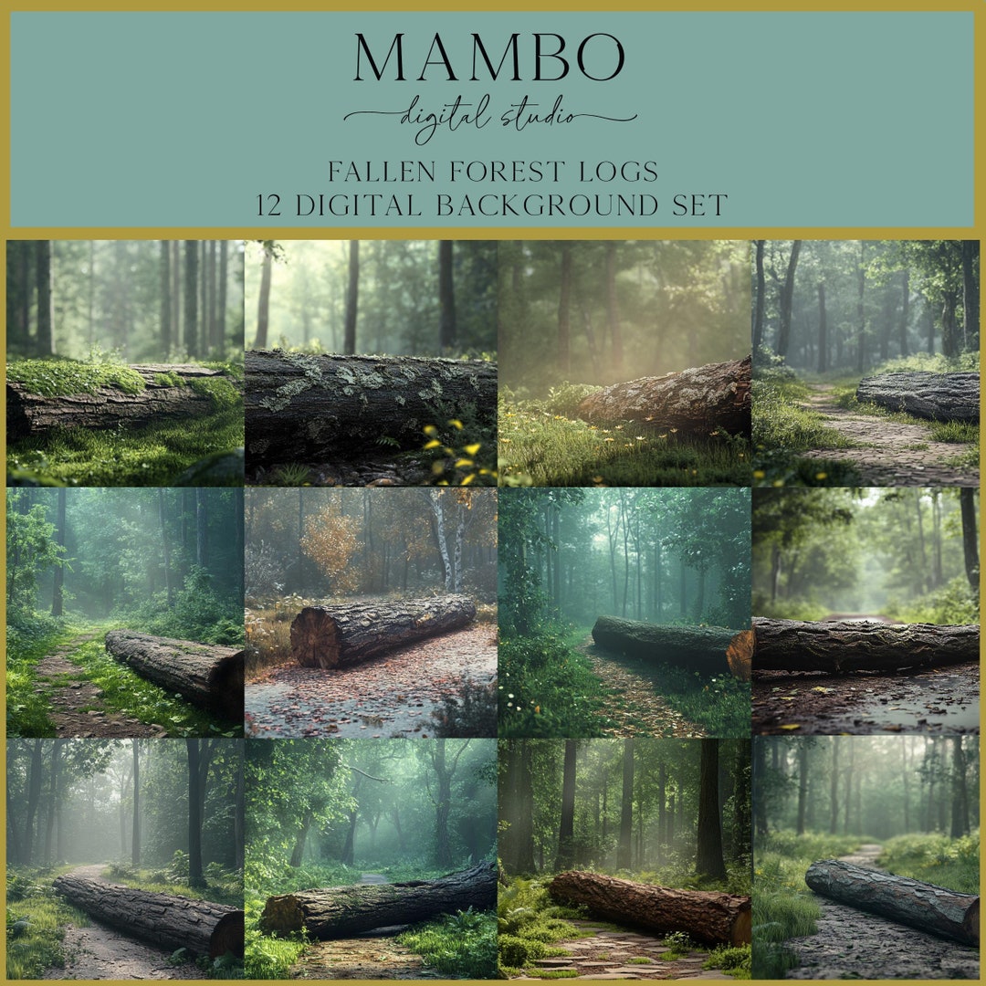 Fallen Forest Logs Digital Backdrop Set, Photoshop Background, Digital ...