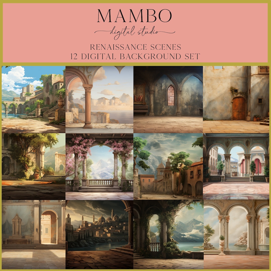 Renaissance Art Scenes Dance Digital Backdrop Set, Photoshop Background ...