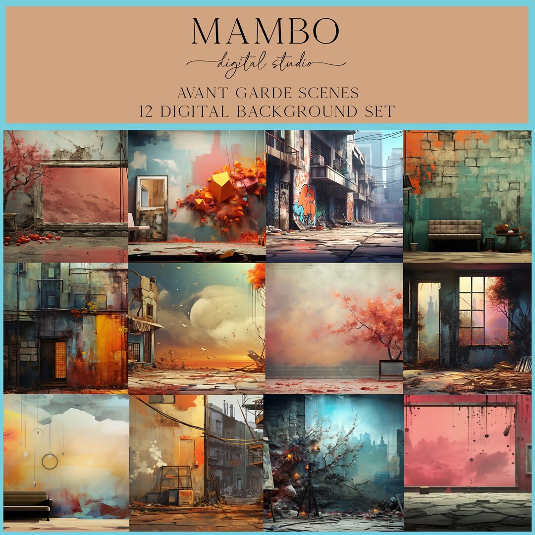 Avant Garde Art Scenes Dance Digital Backdrop Set, Photoshop Background ...