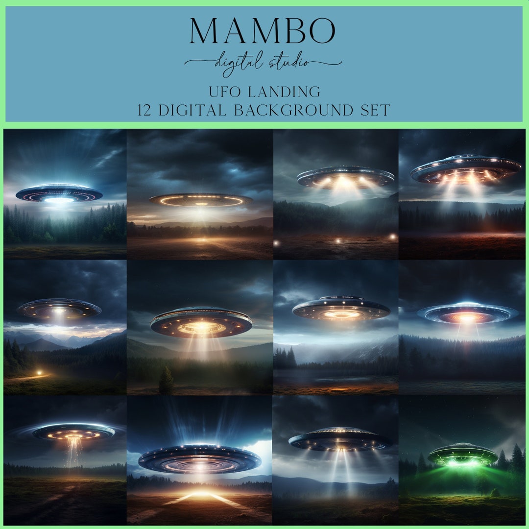 UFO Landing Scenes Digital Backdrop Set, Photoshop Digital Background ...
