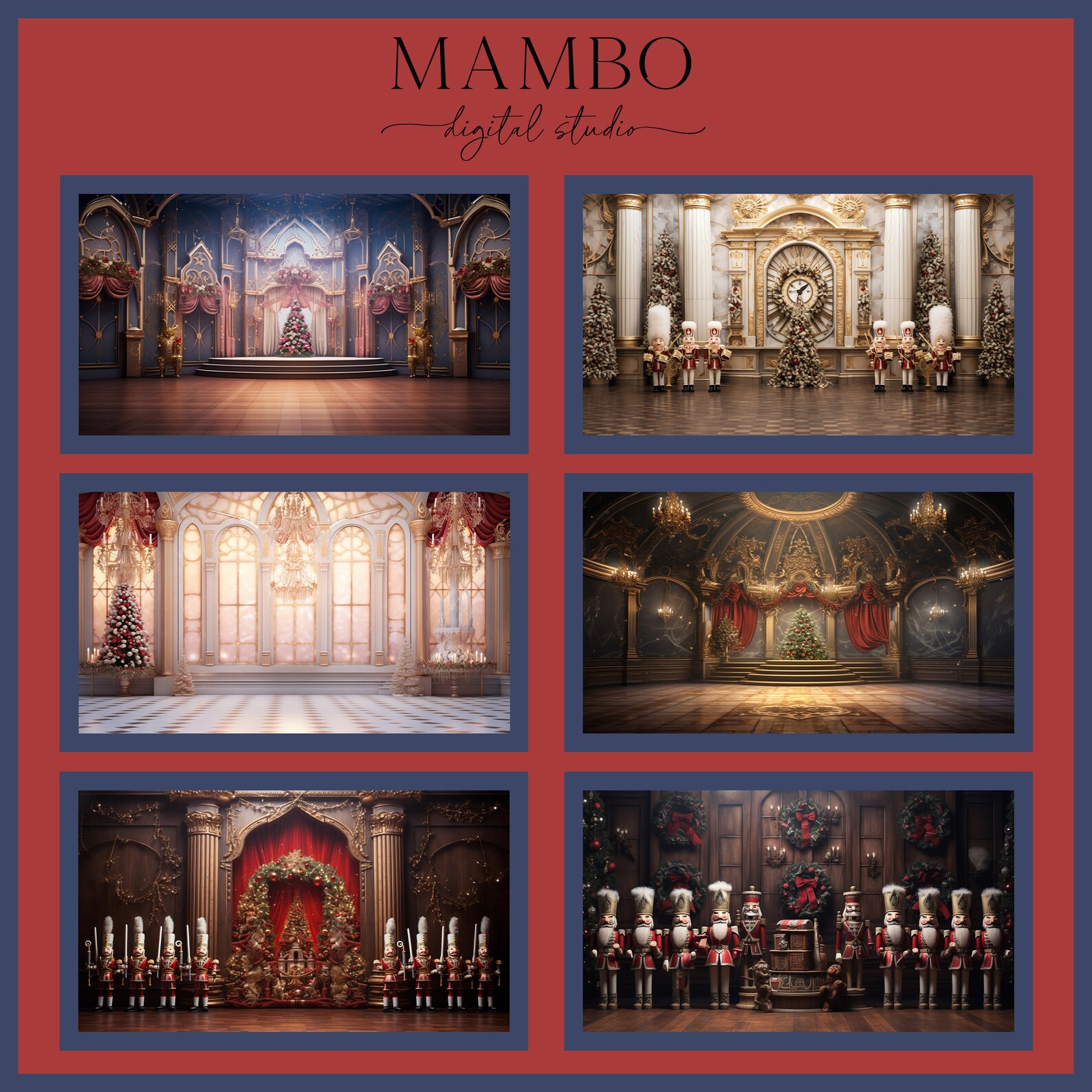 Nutcracker Dance Digital Backdrop Set, Photoshop Background, Digital ...