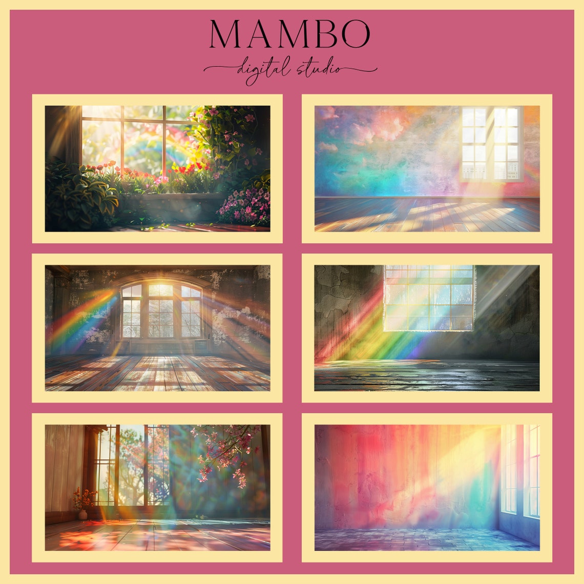 Rainbow Studios Digital Backdrop Set, Photoshop Background, Digital ...