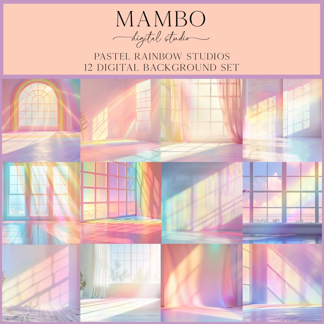 Pastel Rainbow Studios Digital Backdrop Set, Photoshop Background ...