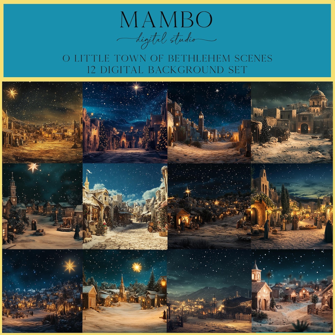 O Little Town of Bethlehem Christmas Scenes Digital Backdrop Set ...
