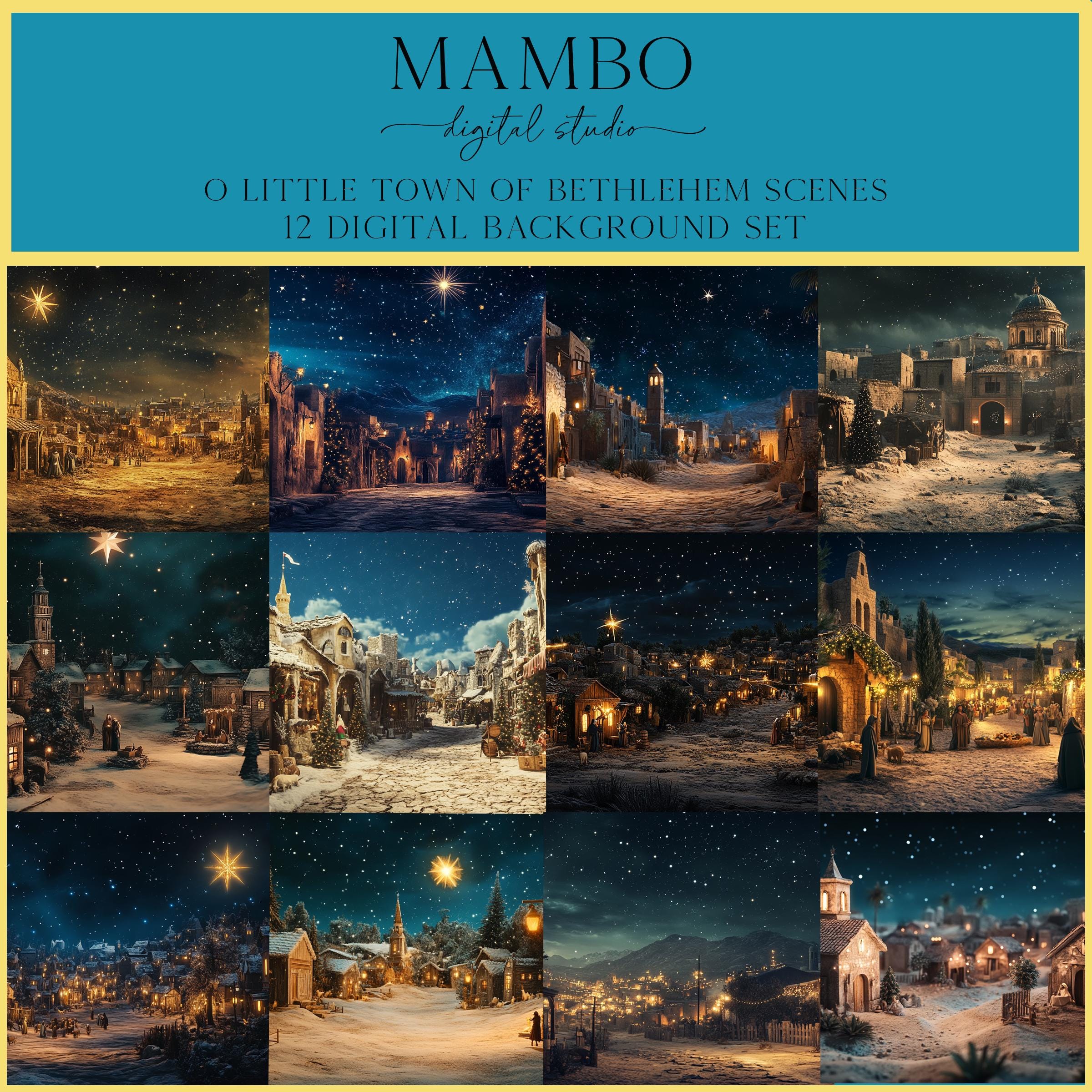 O Little Town of Bethlehem Christmas Scenes Digital Backdrop Set ...