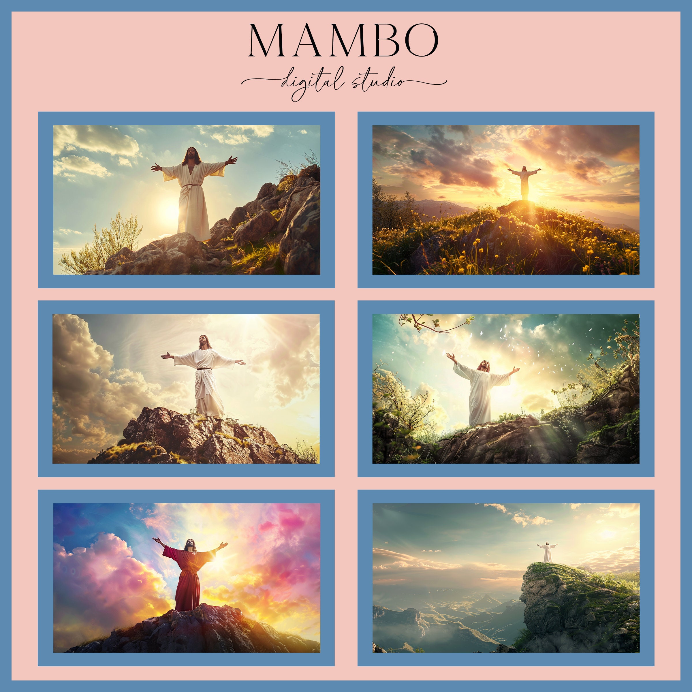 Resurrection Jesus Christ Easter Scenes Digital Backdrop Set, Photoshop ...