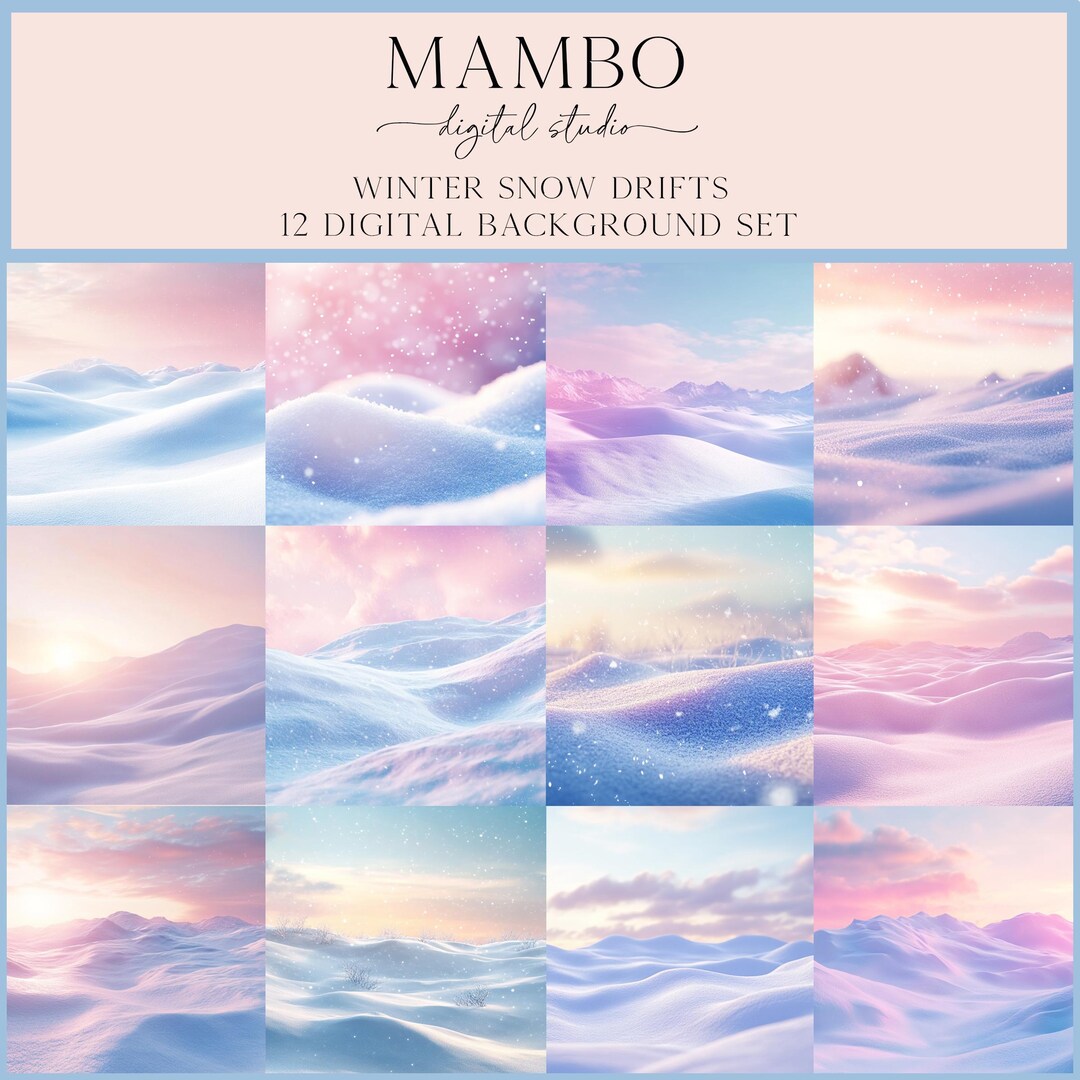 Winter Outdoor Snow Drift Scenes Digital Backdrop Set, Photoshop ...