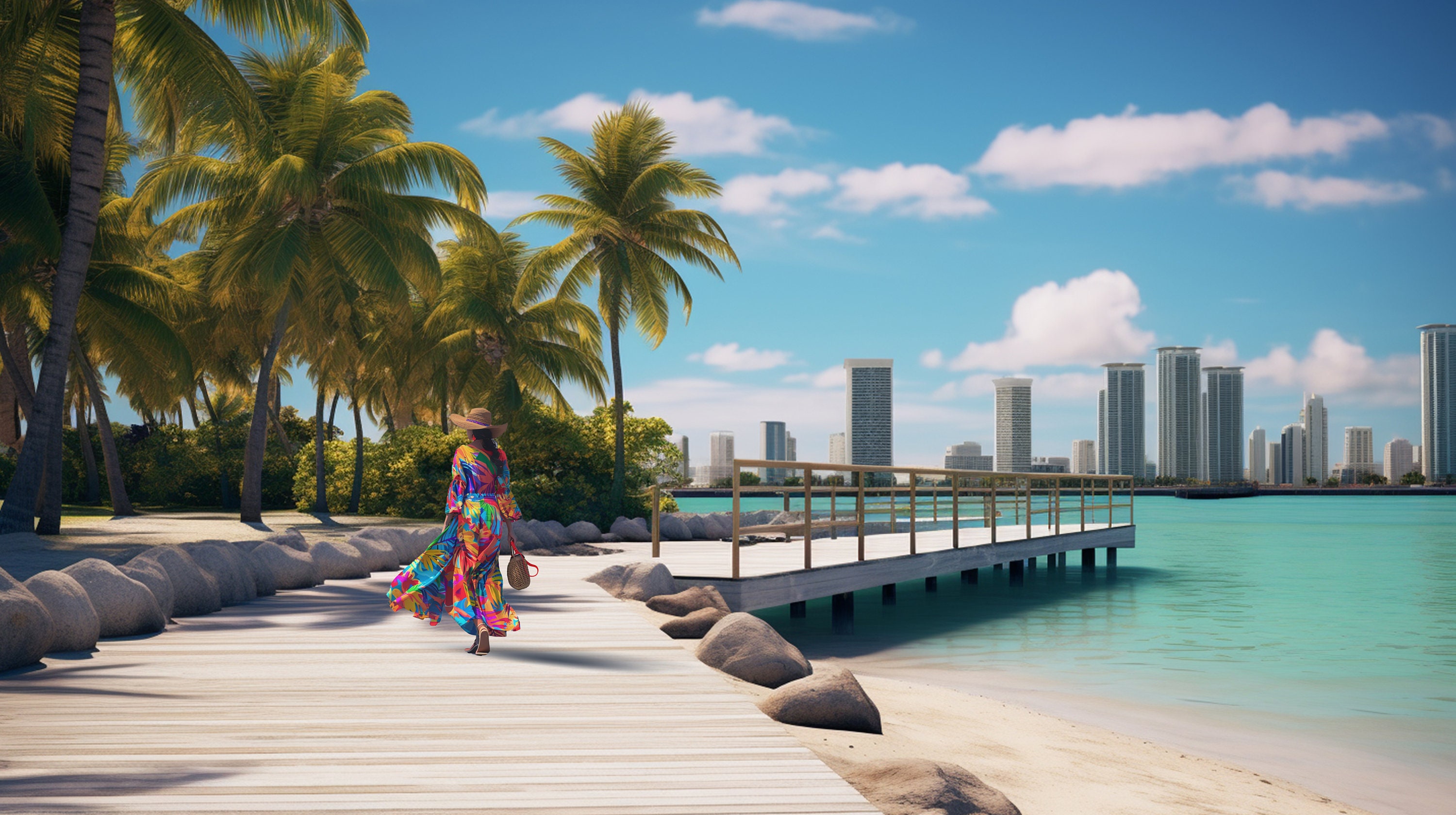 Miami Florida Digital Backdrop Set, Photoshop Background, Digital ...