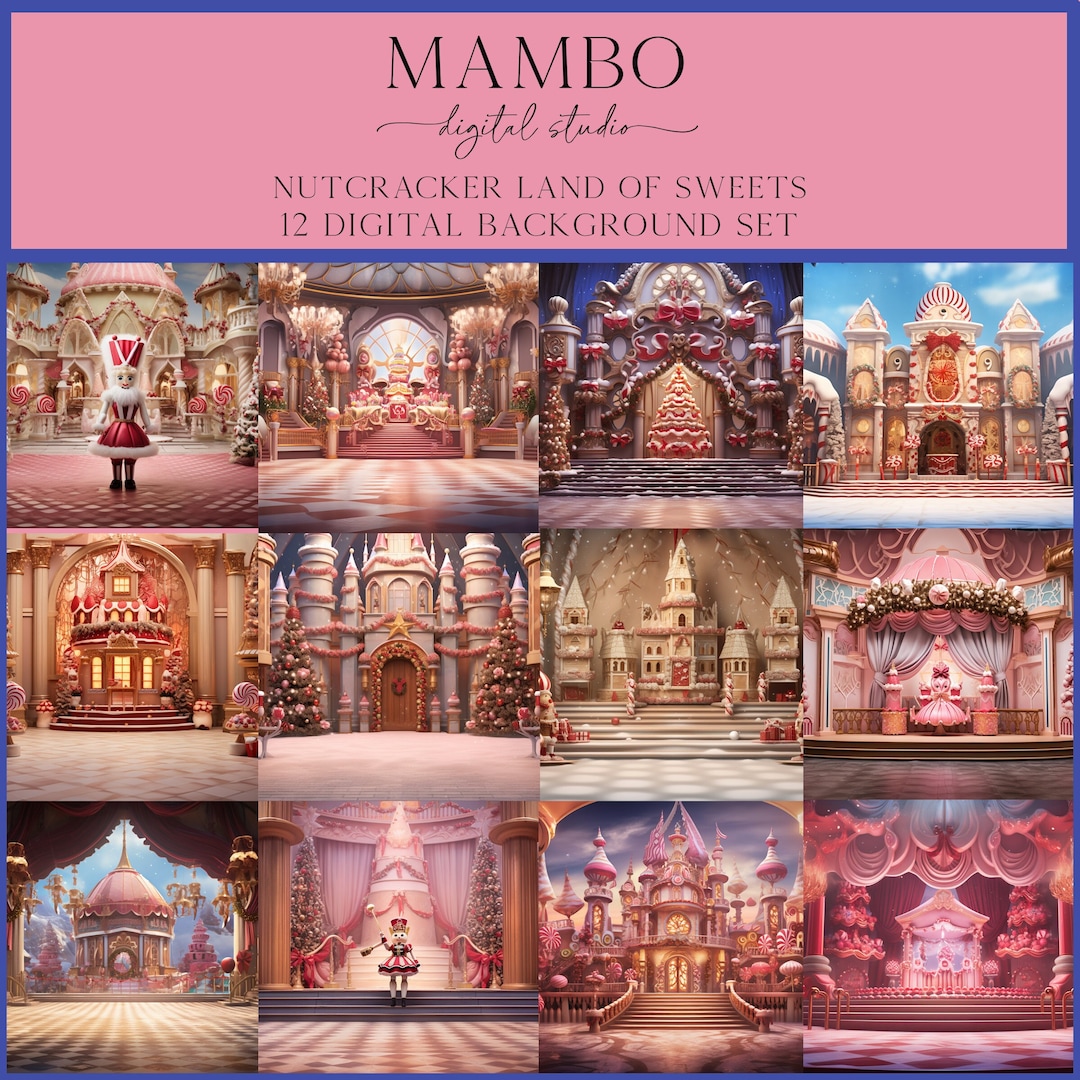 Nutcracker Land of Sweets Christmas Dance Digital Backdrop Set ...