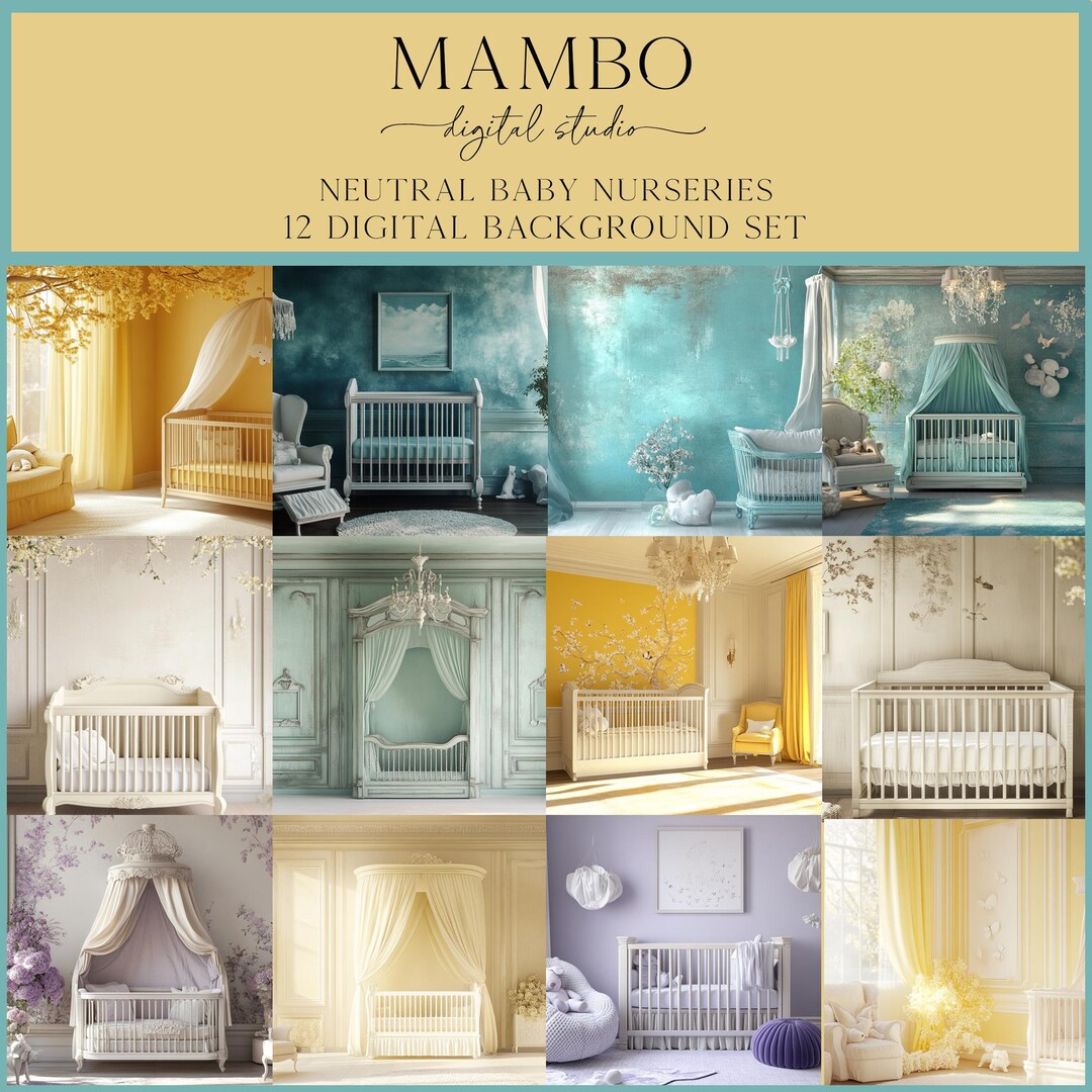 Neutral Baby Nurseries Digital Backdrop Set, Photoshop Background ...