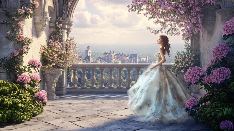 Fantasy Castle Balcony Scenes Digital Backdrop Set, Photoshop ...