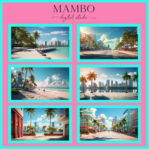 Miami Florida Digital Backdrop Set, Photoshop Background, Digital ...