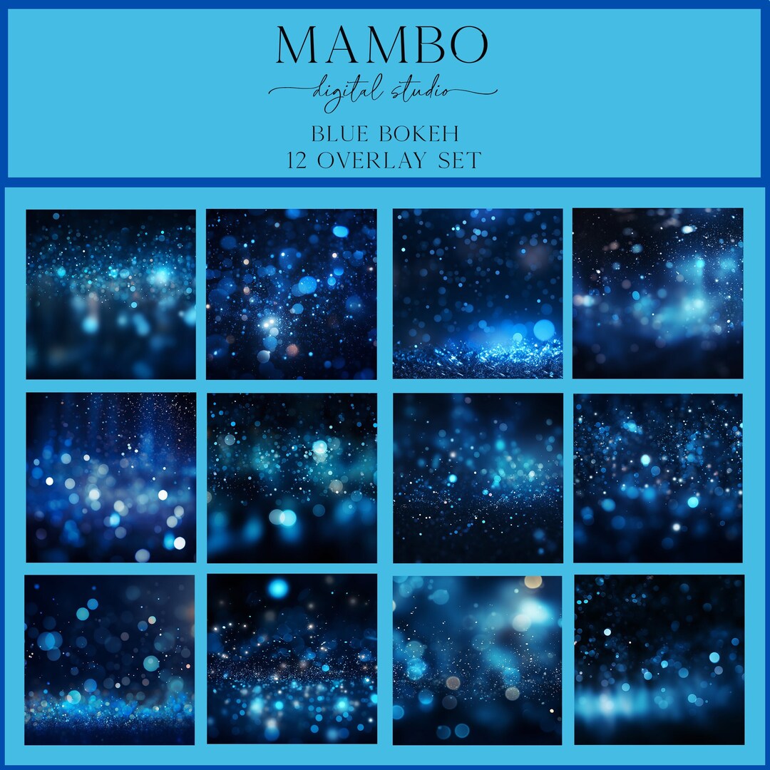 Blue Bokeh Photoshop Overlay Set, Photoshop Overlays, Digital Overlay ...