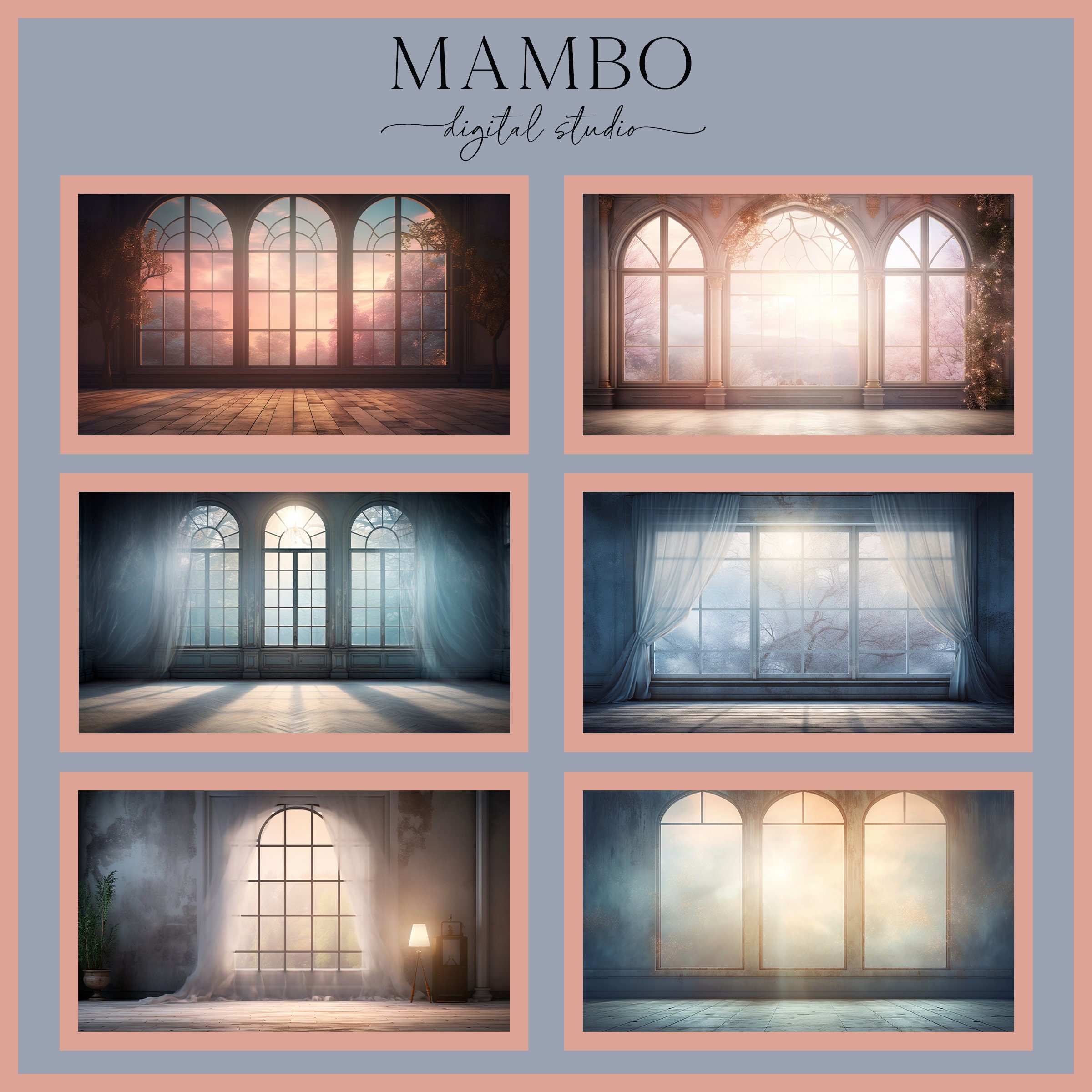 Backlit Windows Digital Backdrop Set Photoshop Background - Etsy