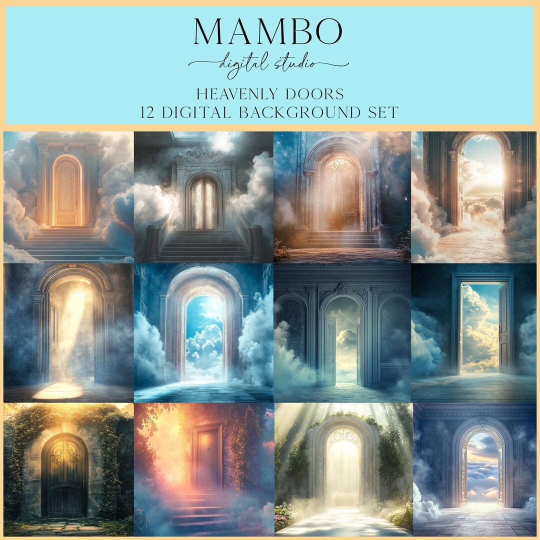 Heavenly Doors Digital Backdrop Set, Photoshop Background, Digital ...