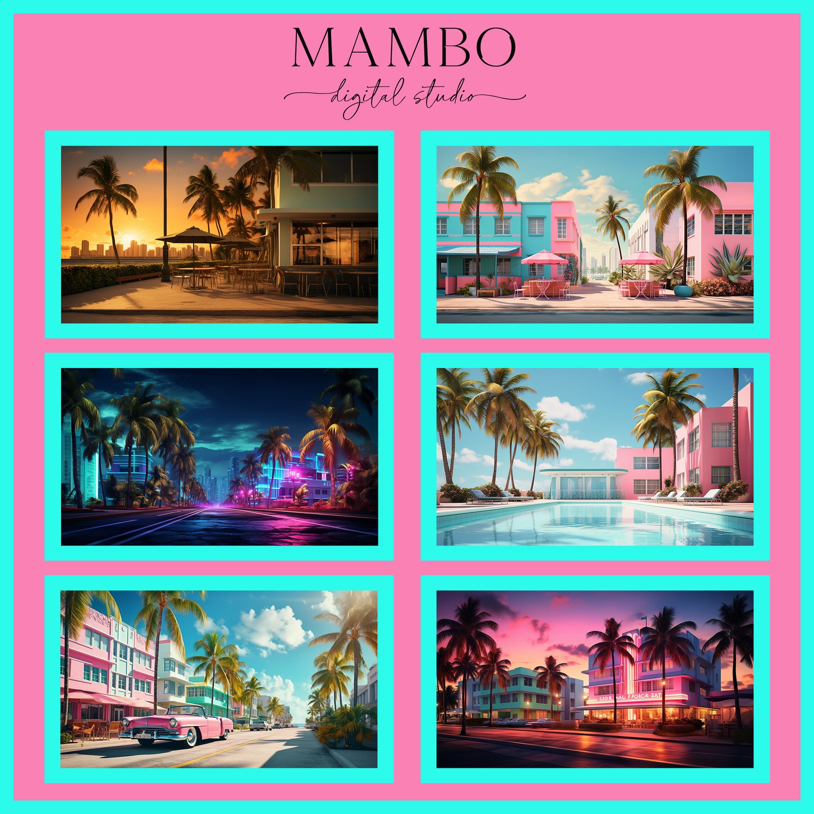 Miami Florida Digital Backdrop Set, Photoshop Background, Digital ...