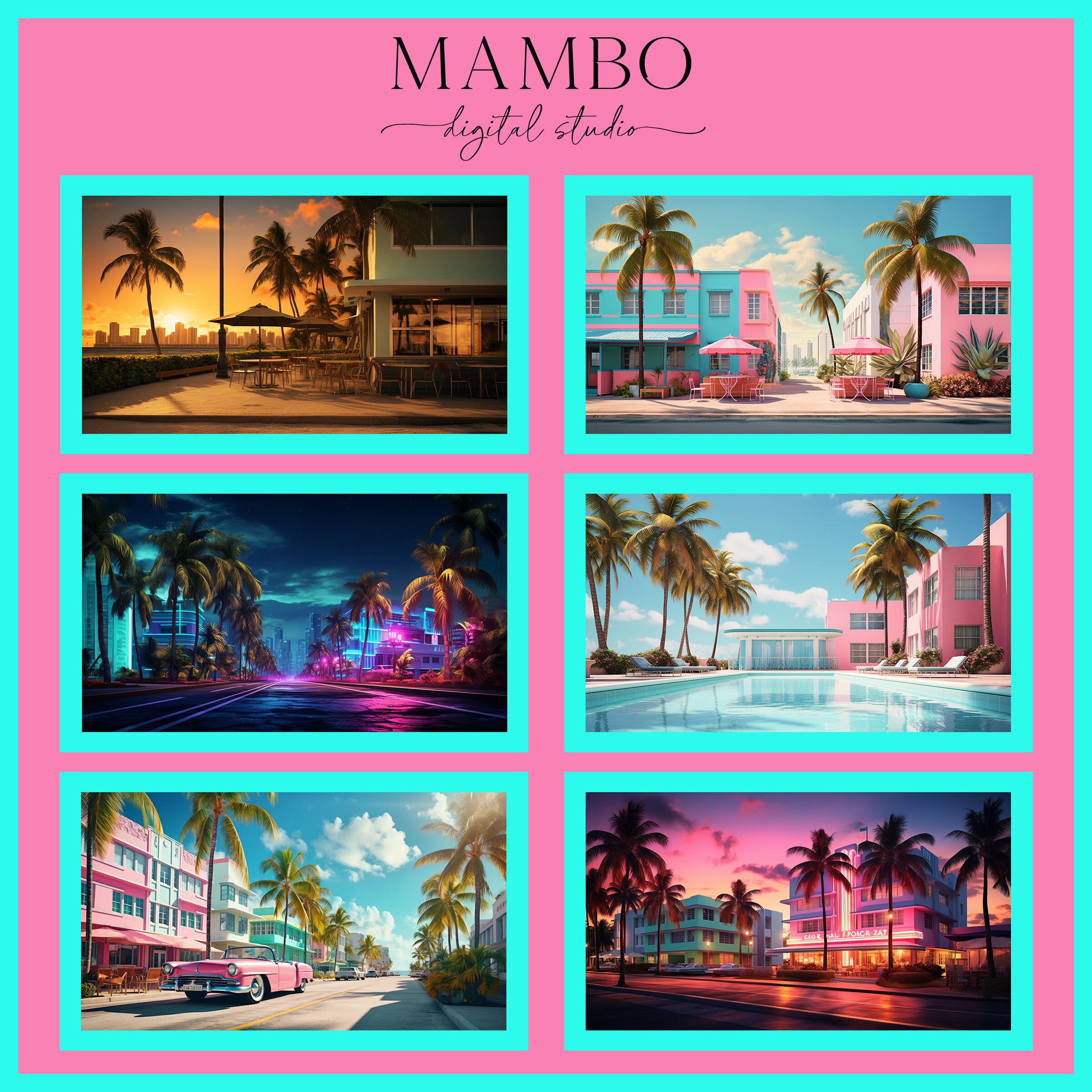 Miami Florida Digital Backdrop Set, Photoshop Background, Digital ...