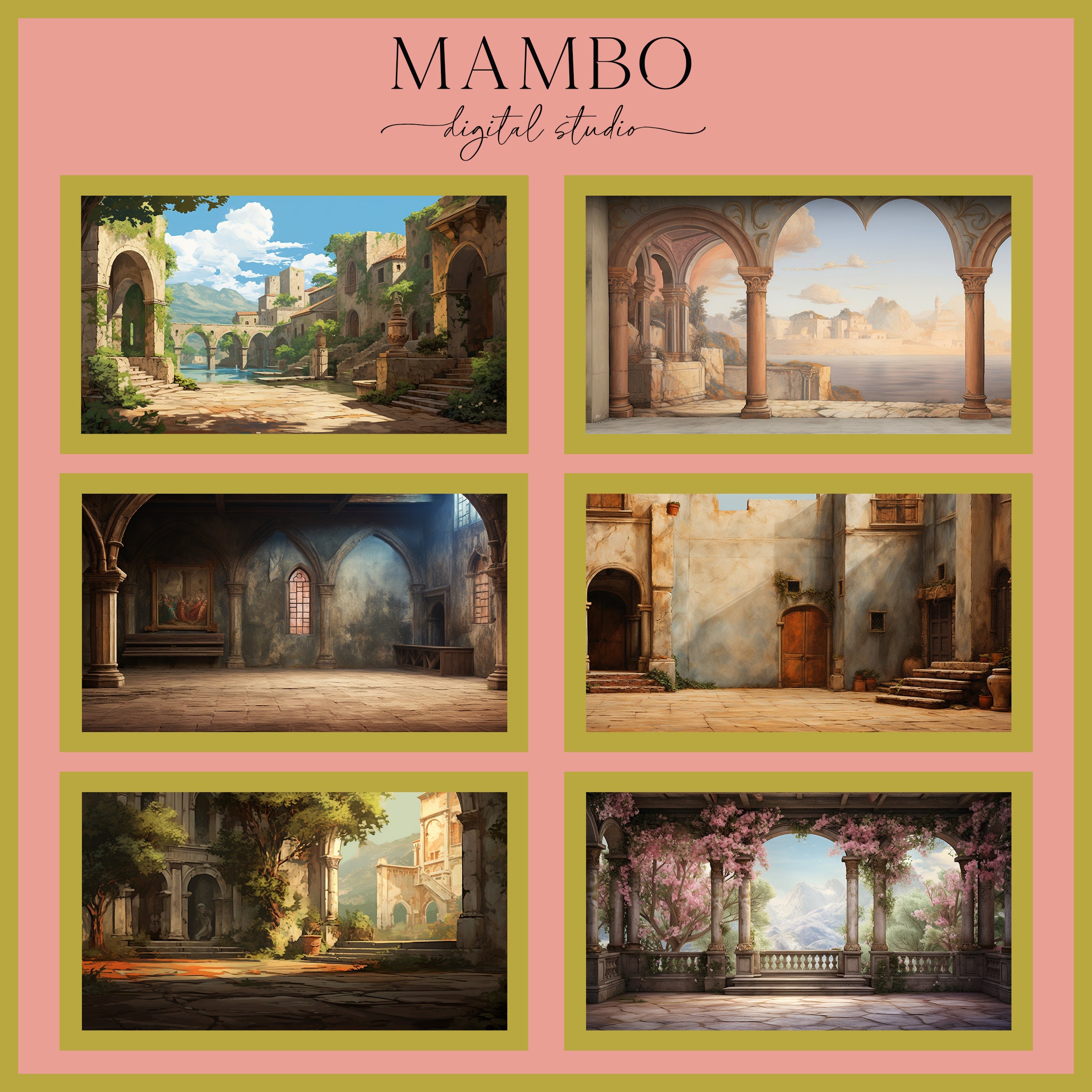 Renaissance Art Scenes Dance Digital Backdrop Set, Photoshop Background ...