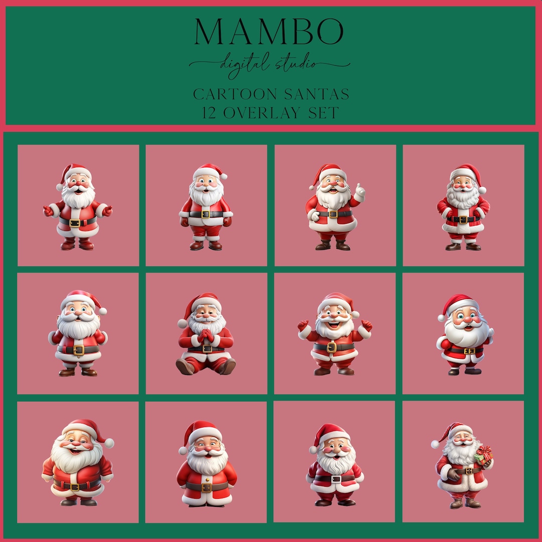 Cartoon Santa Clause Christmas Photoshop Overlay Set, Photoshop ...