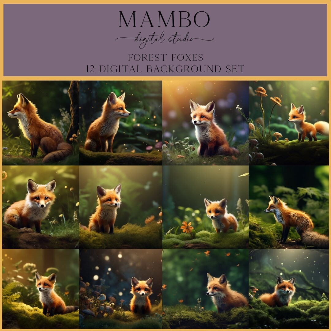 Fox Forest Scenes Digital Backdrop Set, Photoshop Background, Digital ...