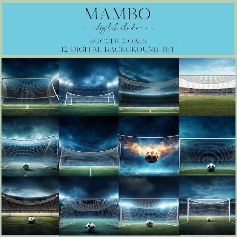 Soccer Goals Digital Backdrop Set, Photoshop Background, Digital ...