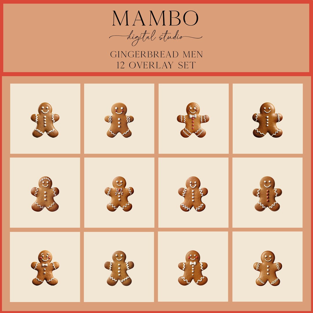 Gingerbread Man, Christmas Photoshop Overlay Set, Photoshop Overlays ...