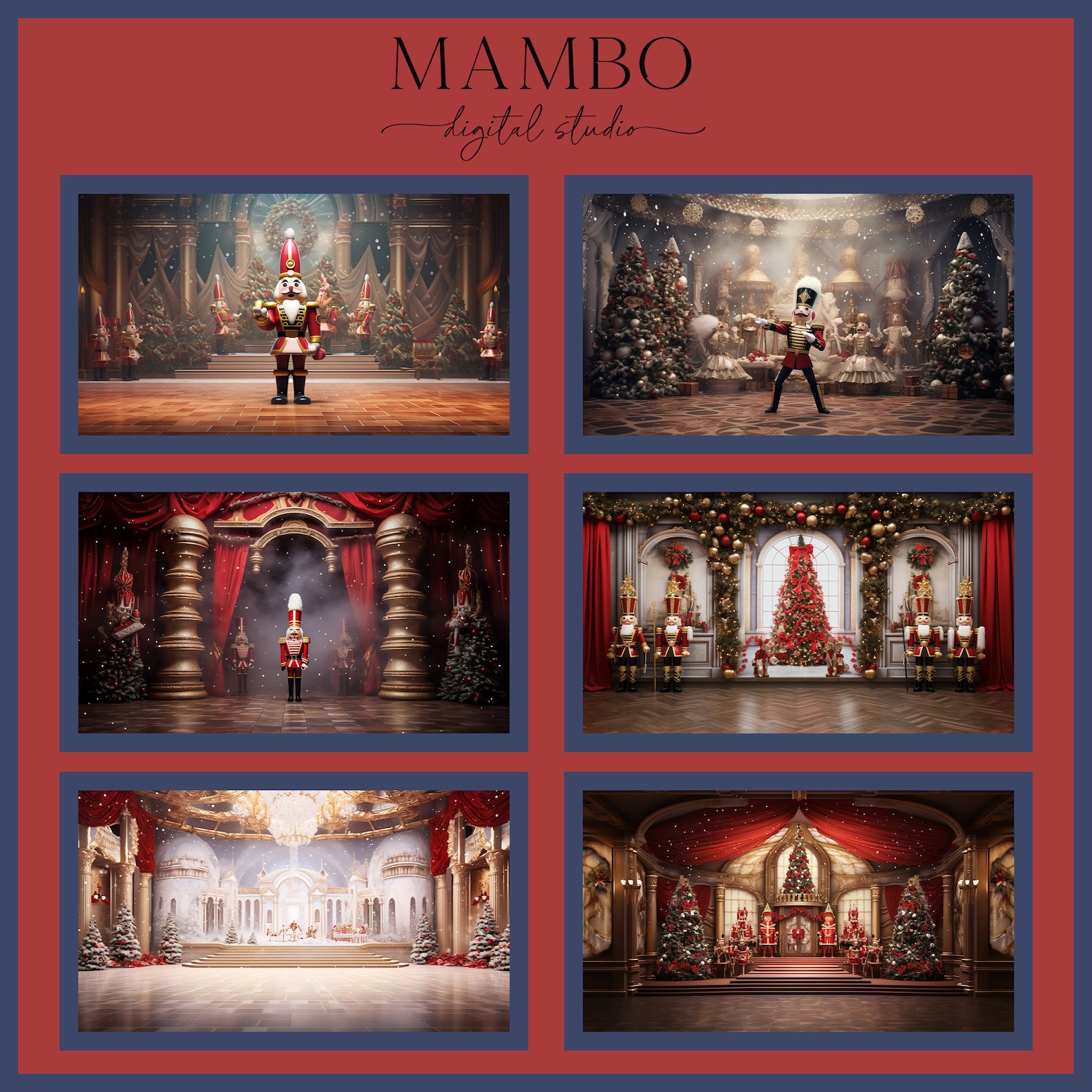 Nutcracker Dance Digital Backdrop Set, Photoshop Background, Digital ...