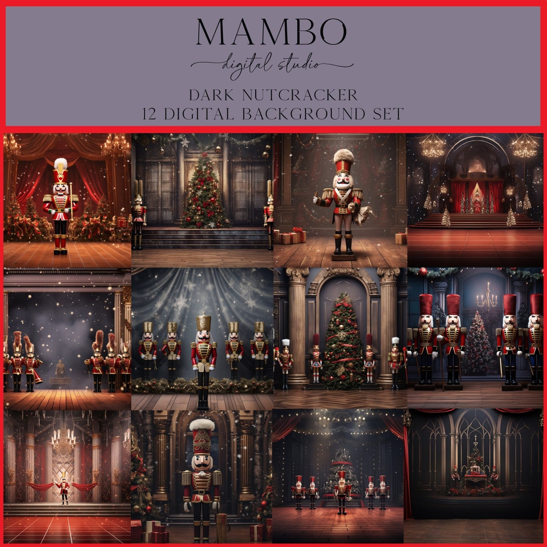 Dark Nutcracker Christmas Dance Digital Backdrop Set, Photoshop ...