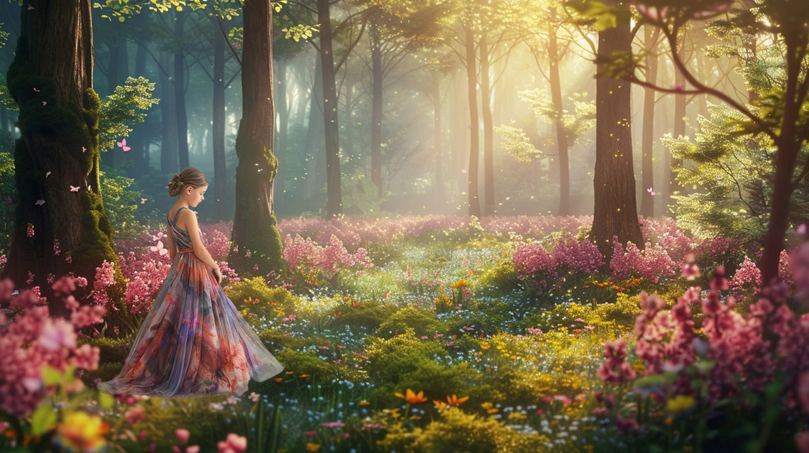 Colorful Spring Forests Digital Backdrop Set, Photoshop Background ...