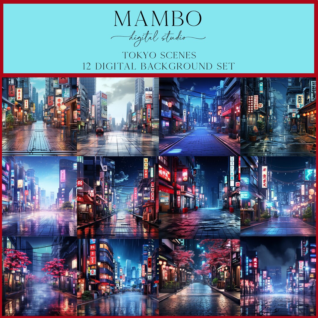 Tokyo Japan Digital Backdrop Set, Photoshop Background, Digital ...