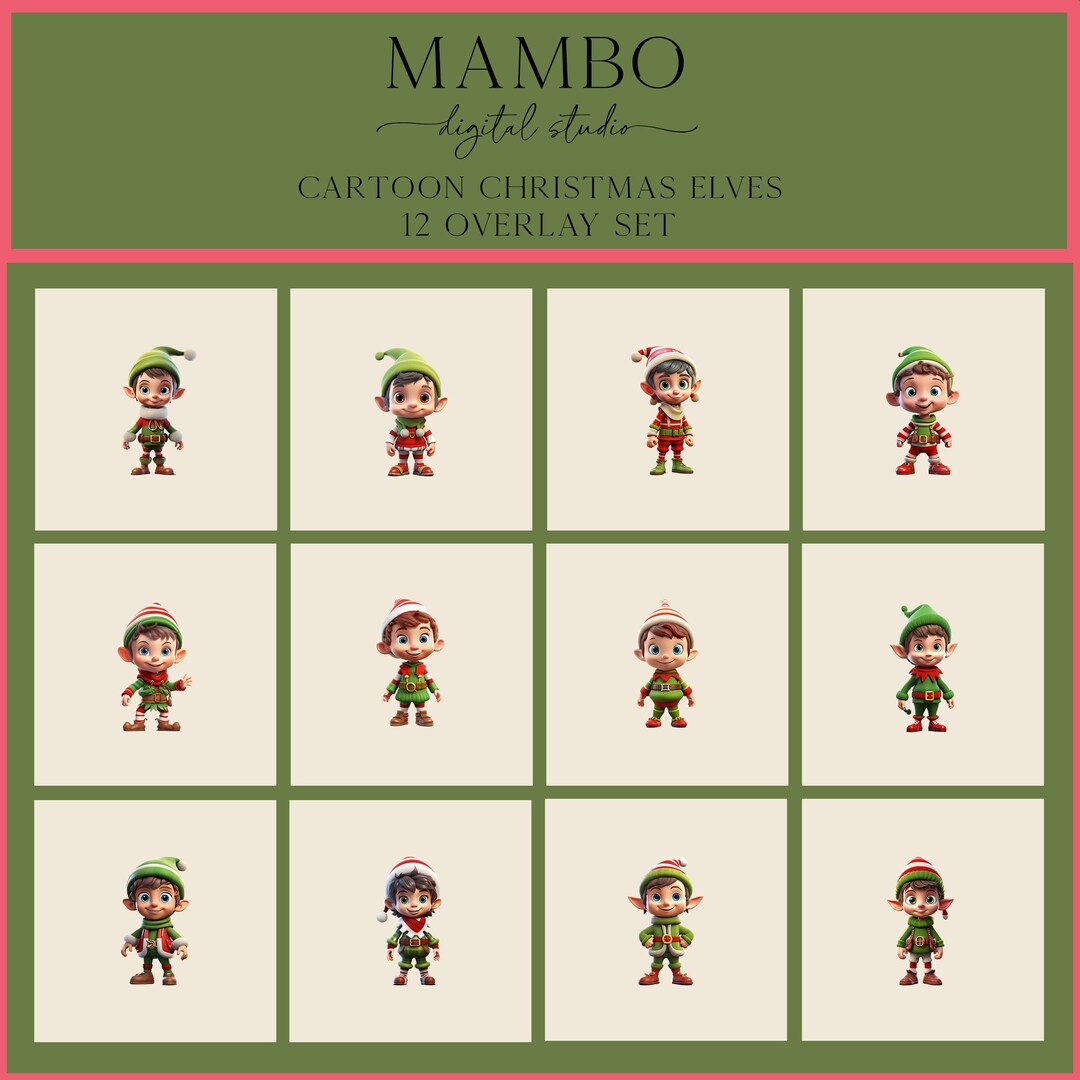 Cartoon Christmas Elves, Photoshop Overlay Set, Photoshop Overlays ...