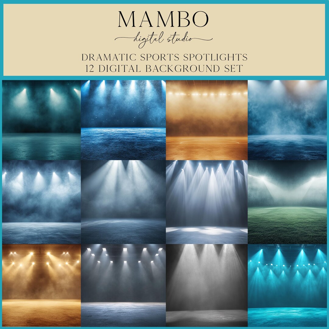 Dramatic Sports Spotlights Digital Backdrop Set, Photoshop Background ...