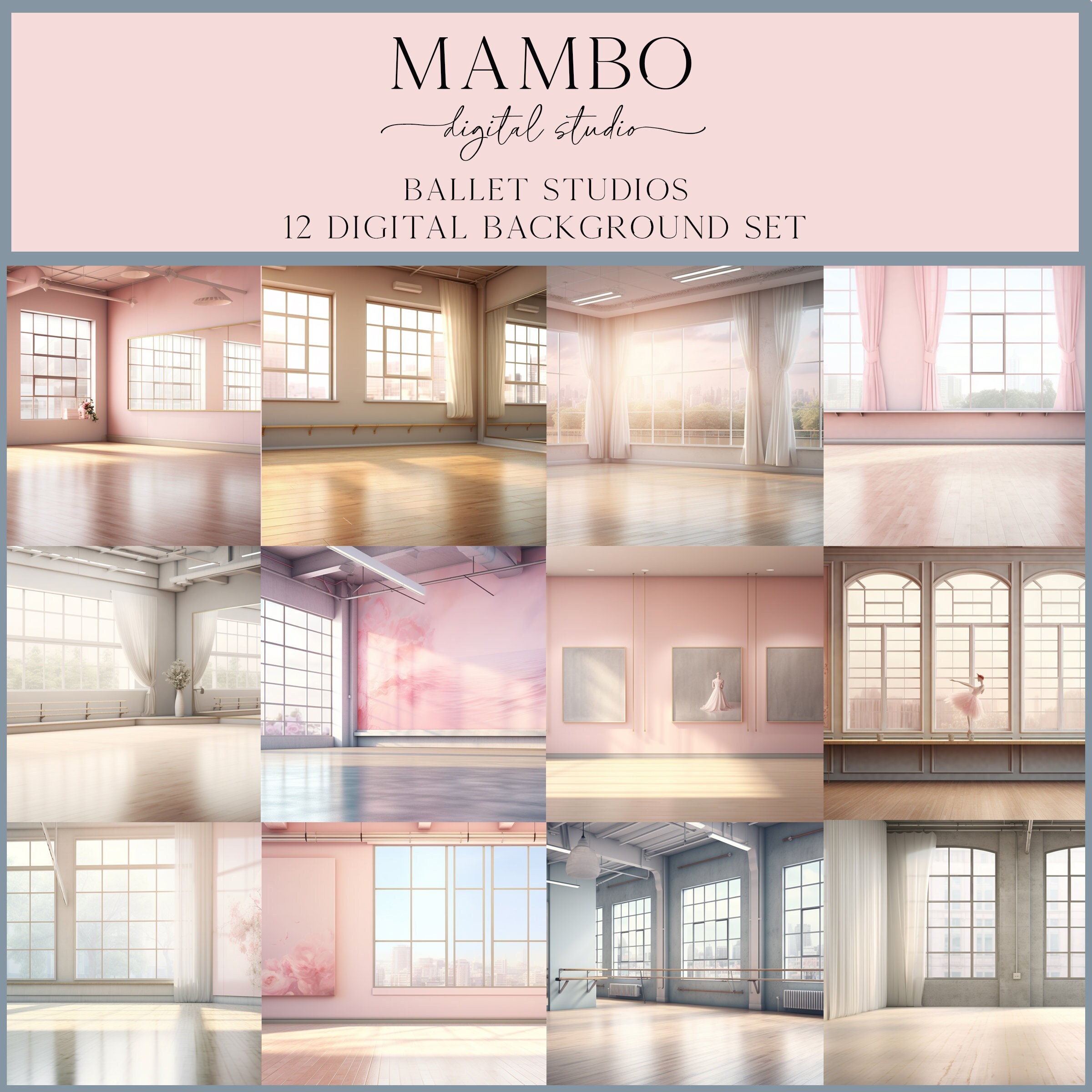 Ballet Studios Digital Backdrop Set, Photoshop Digital Background ...