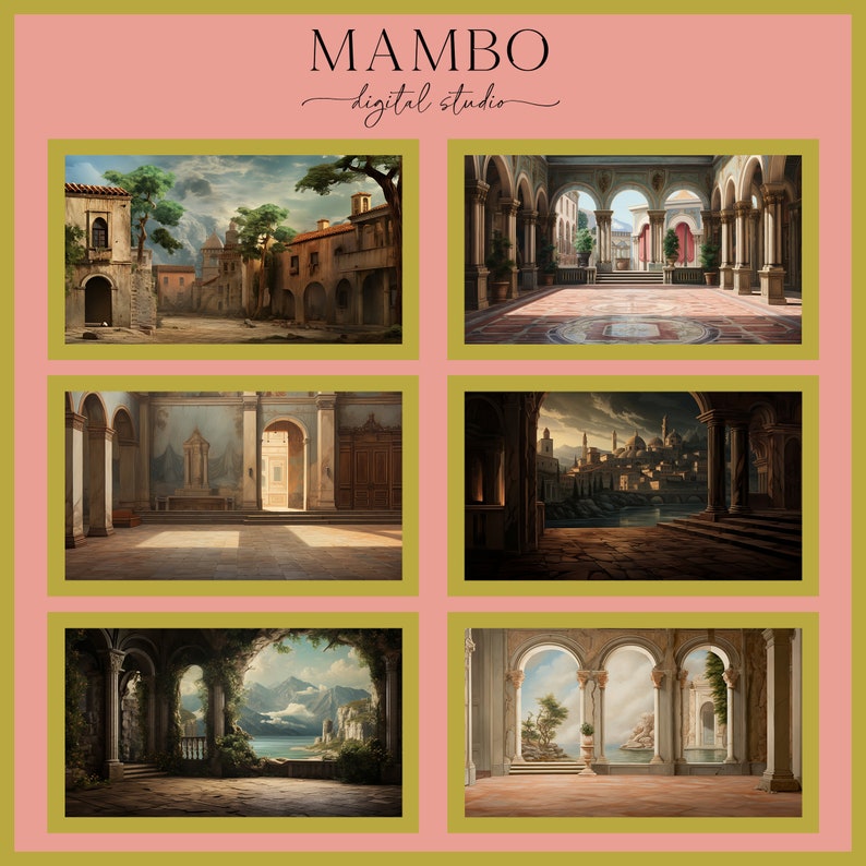 Renaissance Art Scenes Dance Digital Backdrop Set, Photoshop Background ...