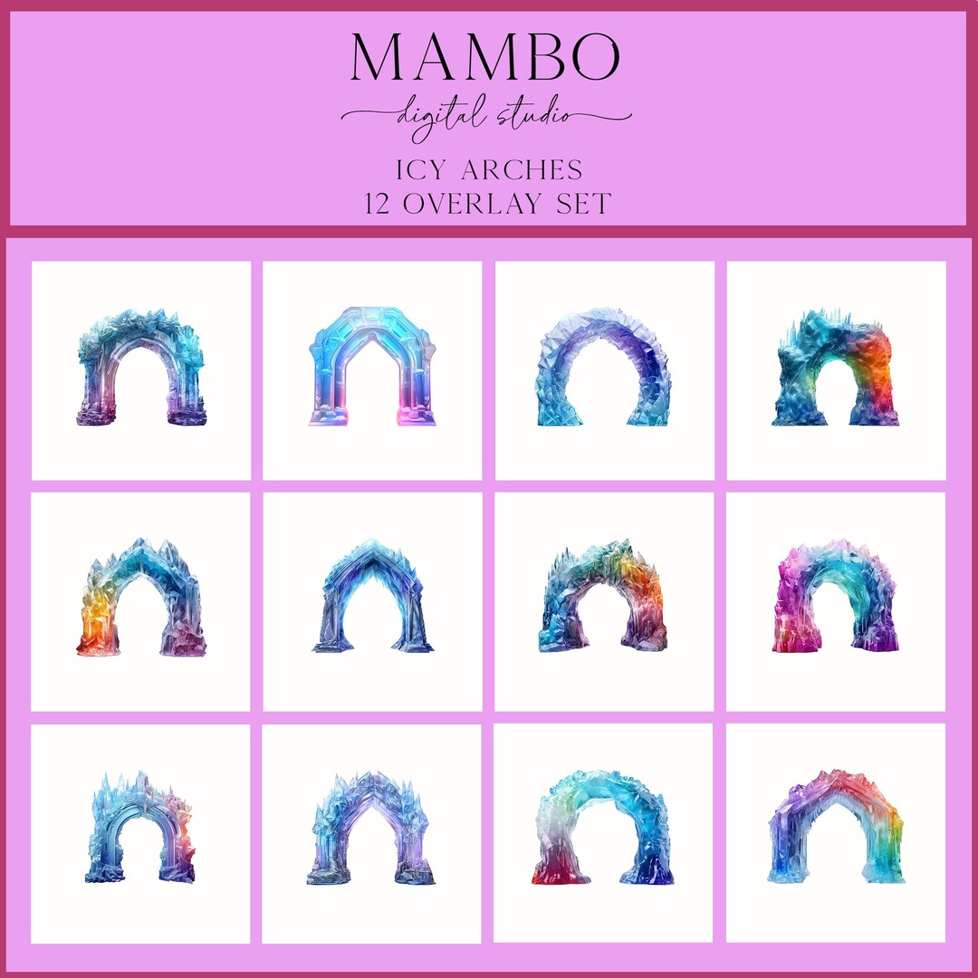 Icy Arches Christmas Photoshop Overlay Set, Photoshop Overlays, Digital ...