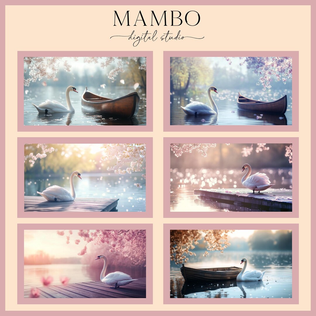 Swan Scenes Digital Backdrop Set, Photoshop Background, Digital ...
