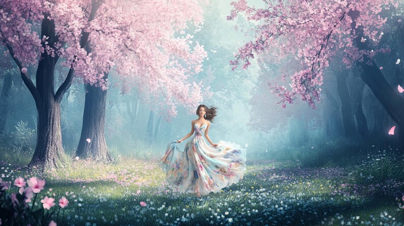 Fantasy Spring Forest Scenes Digital Backdrop Set, Photoshop Background ...