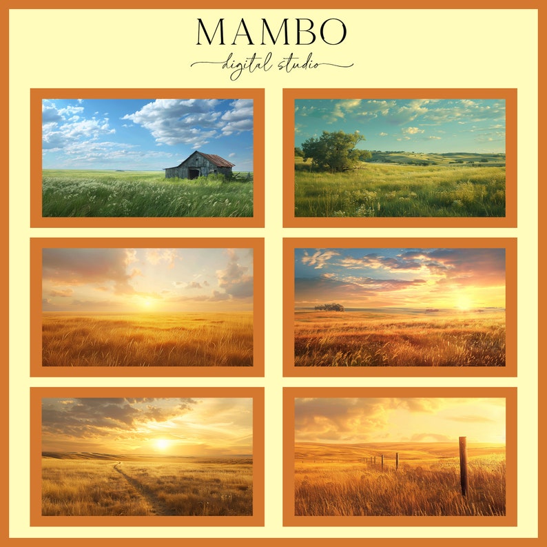 Prairie Scenes Digital Backdrop Set, Photoshop Background, Digital ...