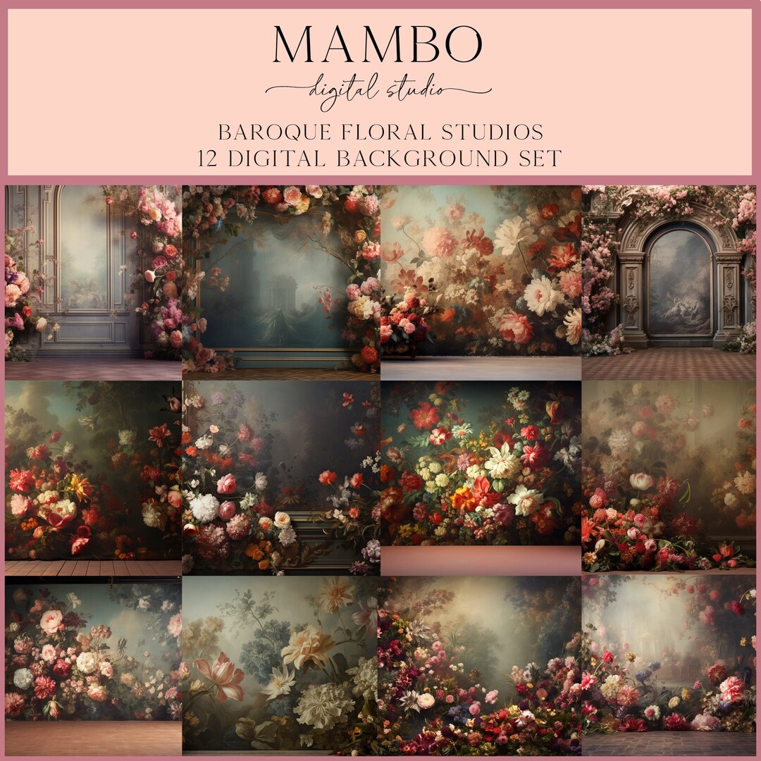 Baroque Floral Studios Digital Backdrop Set, Photoshop Background ...