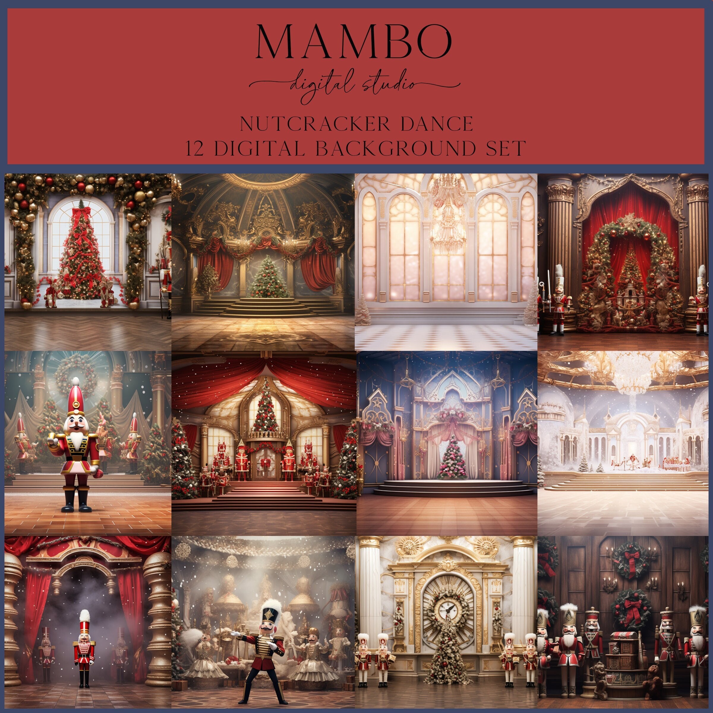 Nutcracker Dance Digital Backdrop Set, Photoshop Background, Digital ...