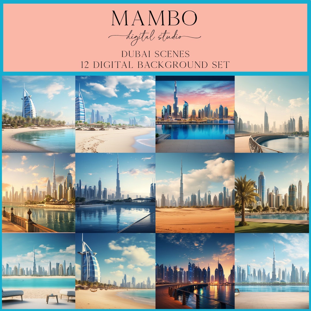 Dubai UAE Digital Backdrop Set, Photoshop Background, Digital ...